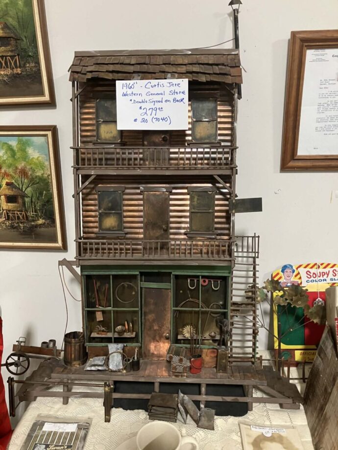 $279, 1960's Curtis Jere Western General Store, double signed on back ...