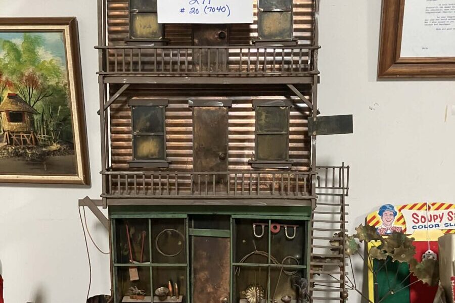 $279, 1960's Curtis Jere Western General Store, double signed on back ...